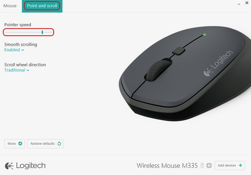 Change Wireless Mouse M335 pointer speed with Logitech Options ...