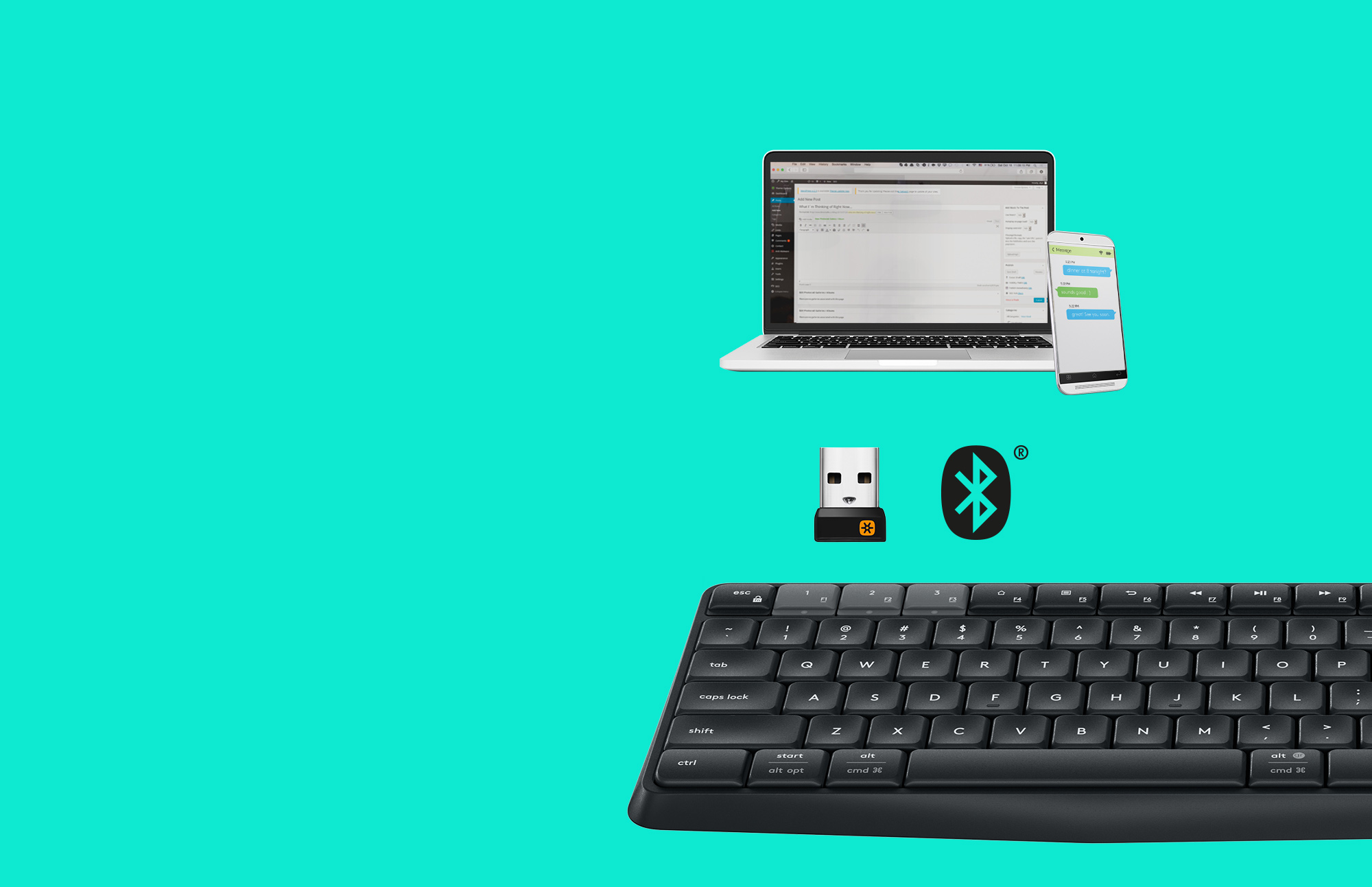 Logitech K375s Multi-Device, trådlöst tangentbord och stativ