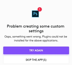 Error message installing Logitech Photoshop plugin, during installation ...