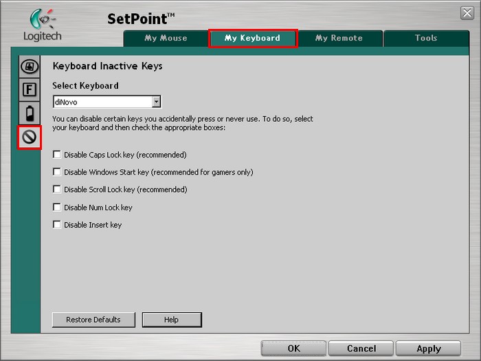 Customizing my diNovo Media Desktop Laser keyboard with Logitech ...