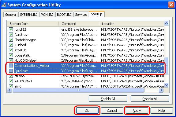 Preventing your QuickCam Communicate STX software from launching when ...