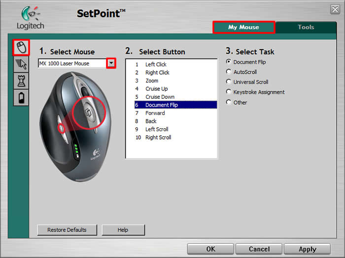Customizing my MX 1000 mouse with Logitech software (SetPoint ...