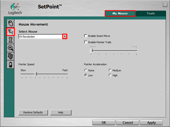 Customizing my VX Revolution mouse with Logitech software (SetPoint ...