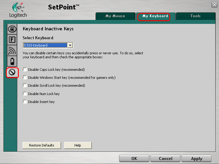 Disabling Keys On My S 510 Keyboard With Logitech Software Setpoint Logitech Support Download